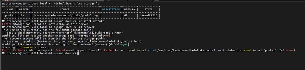 Error Storage Pool Pool Name Unavailable On This Server Lxd Linux Containers Forum 