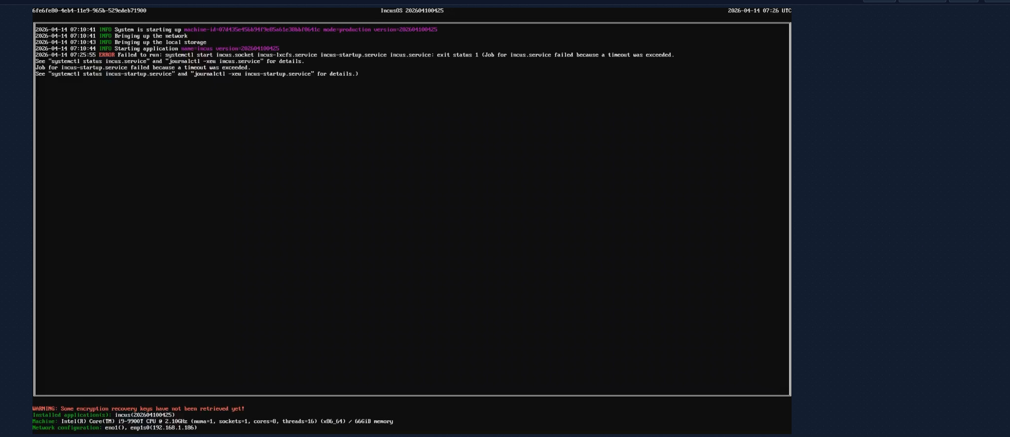 Changed network and now not able to connect - IncusOS - Linux ...